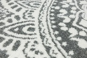 Koberec Lima G757A mandala, krémový / šedý kruh