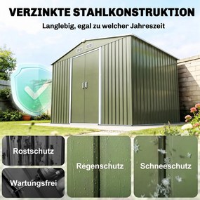 Outsunny kůlna na nářadí kovová kůlna s podezdívkou světle zelená 277 x 195 x 192 cm | Aosom