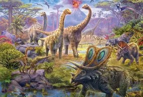 SCHMIDT Puzzle Dinosauři 4v1 v plechovém kufříku / 2x 60 a 2x 100 dílk