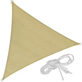 Tectake Stínící plachta proti slunci trojúhelník, béžová 360 x 360 x 360 cm