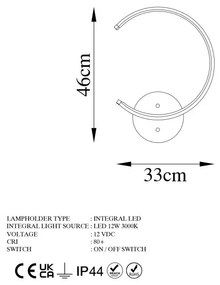 Nástěnné LED osvětlení, 33 x 46 x 6 cm, černé