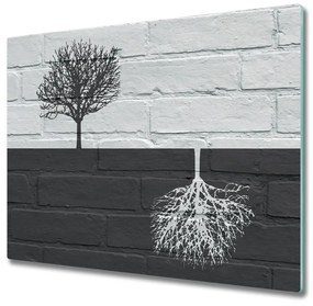 Skleněná krájecí deska Stromy na zdi 60x52 cm