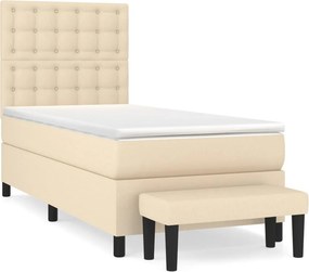 Box spring postel s matrací krémová 100 x 200 cm textil 3136898
