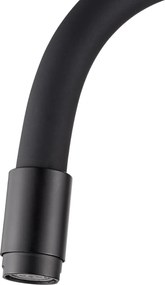 Invena Ligaria, vysoká dřezová baterie s elastickým ramenem, systém Eco Start, černá matná, INV-BZ-39-004-L