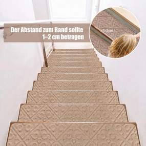 Costway 15 Koberce na schody Protiskluzové koberce na schody 76 cm x 20 – béžový