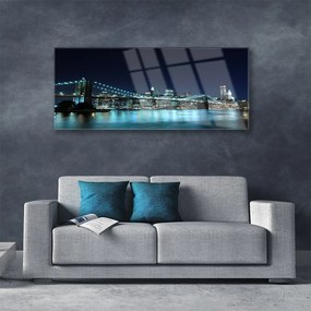 Plexisklo-obraz Most Město Architektura Noc 125x50 cm