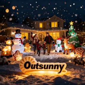 Outsunny Nafukovací vánoční dekorace, 2,1 m Otec Vánoc se saněmi a soby, LED osvětlení, samonafukovací vánoční osvětlení pro vnitřní i venkovní použi…