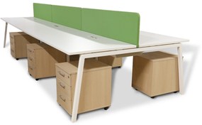 Stůl, 6-tipracoviště, Narbutas, bílá/zelená, noha A