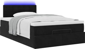 Osmanská postel s matrací &amp; LED černá 120x190cm samet 3312754