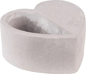Šedý květináč ve tvaru srdce - 13*13*6 cm