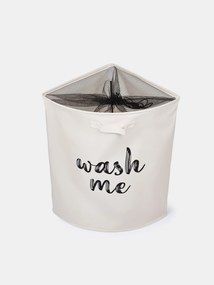 Sinsay - Koš na prádlo s nápisem WASH TIME - bílá