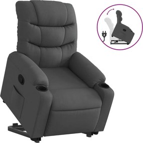 Zvedací polohovací křeslo tmavě šedé textil 3206646