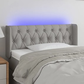 Čelo postele s LED světle šedé 103 x 16 x 78/88 cm textil