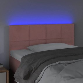 Čelo postele s LED růžové 80 x 5 x 78/88 cm samet 3121647