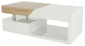 Konferenční stolek, bílý lesk / dub sonoma, MELIDA