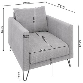 Světle šedé žinylkové křeslo Freya – Ropez