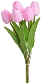 Umělé pěnové tulipány růžové- 32 cm, svazek 5 ks