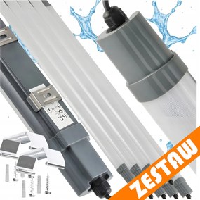 SADA 8x LED garážová lampa 36W 120cm 3000lm hermetická sada svítidel do garáže