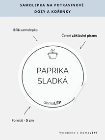 Samolepka na kořenky PAPRIKA SLADKÁ bílá 5 cm základní písmo