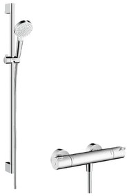 Hansgrohe Crometta - Vario sprchová souprava na zeď s termostatem Ecostat 1001 CL a sprchovou tyčí 90 cm, bílá-chrom 27813400