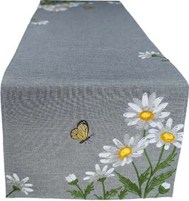 Šedý moderní ubrus Kopretina 40 × 140 cm