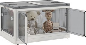 HOMCOM Skladovací box z plastu s koly, skládací boxy, stohovatelný organizátor do šatníku pro hračky, oblečení, knihy, Bílá, 60cm x 42cm x 34cm | Aoso