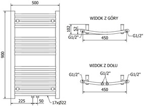 Mexen Ares, elektrické topné těleso 900x500 mm + topná tyč 600 W, bílá, W102-0900-500-2600-20