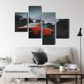 Vícedílný obraz Oranžové Retro Auto Nedostatek Nedostatek Plátno Canvas 80x50