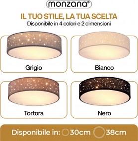 Stropní svítidlo šedohnědý textil Ø38cm hvězdná obloha