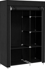HOMCOM Látková šatní skříň 6 přihrádek fleecový vzhled skládací šatní skříň černá 103x43x162,5cm | Aosom