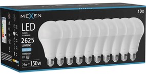Mexen Nova 10x LED žárovka E27, A95, 25W, Studená - 6500K, 2625 lm - L100-E27-2565-01x10