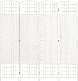 HOMCOM Skládací Předěl s 4 Panely 160x170 cm, S Rámem z Dřeva a Papírovým Provázkem pro Ložnici a Obývací Pokoj - Bílá