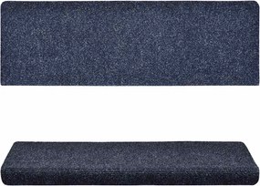 Schodové rohože samolepicí 15 ks 65 x 21 x 4 cm modré s obdélníkovým okrajem 134566