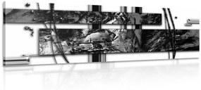 Obraz luxusní abstrakce v černobílém provedení - 135x45 cm