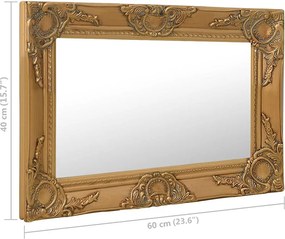 Nástěnné zrcadlo barokní styl 60 x 40 cm zlaté 320329