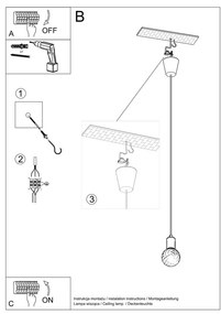 Šedé závěsné svítidlo ø 5 cm Rene – Sollux