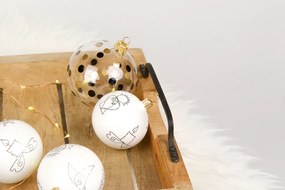 Skleněné vánoční ozdoby bílé s obrázky Ø 6 cm