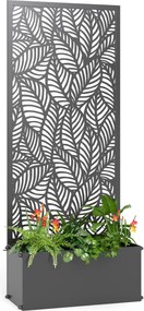Outsunny kovový truhlík s mřížkou — vyvýšený záhon se zástěnou pro soukromí, listový vzor, 45 × 21,5 × 110 cm | Aosom
