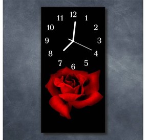 Nástěnné hodiny obrazové na skle - Růže červená