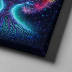 Obraz na plátně - Strom života neon universe FeelHappy.cz Velikost obrazu: 100 x 100 cm