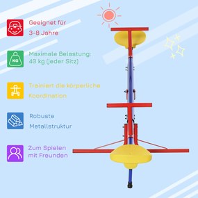 Outsunny 360° Otočný Houpací Můstek pro Děti 3+ let s Podstavcem ze 4 Tyčí, Zastavení a snadno uchopitelnými Rukojeťmi do Zahrady 184x76x71 cm Víceba…