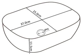 BPS-koupelny Keramické umyvadlo na desku HYD-MO-WH-370 37x25 cm, bílé