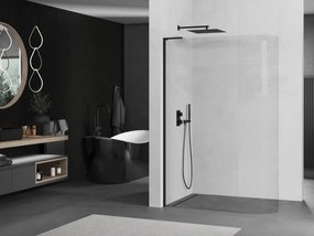 Mexen Kioto L, sprchová zástěna Walk-In 100 x 200 cm, 8mm čiré sklo, černý profil, 800-100-103-70-06
