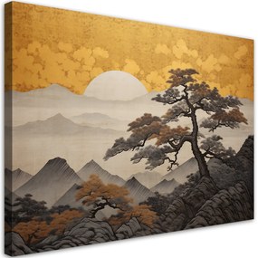 Gario Obraz na plátně Japonská krajina se zlatou oblohou Rozměry: 60 x 40 cm