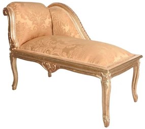 Pohodlná zlacená polstrovaná lenoška v salónním stylu s řezbou 165 cm