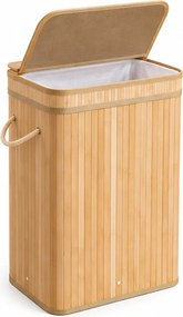koš na prádlo, 72 l, bambus/látka, přírodní/krémová, Dekorino KP20260006