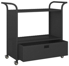 vidaXL Barový vozík se zásuvkou černý 100 x 45 x 97 cm polyratan
