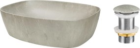 Comad Keramické umyvadlo na desku Anna 50x38,5 mramor + výpusť Click-Clack, mramor