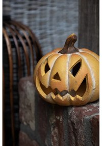 Oranžová keramická rozesmátá dýně na Halloween Jack I – 15x14x13 cm