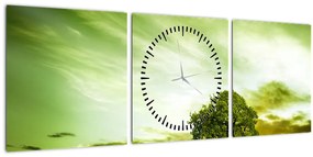 Obraz - Strom života (s hodinami) (90x30 cm)